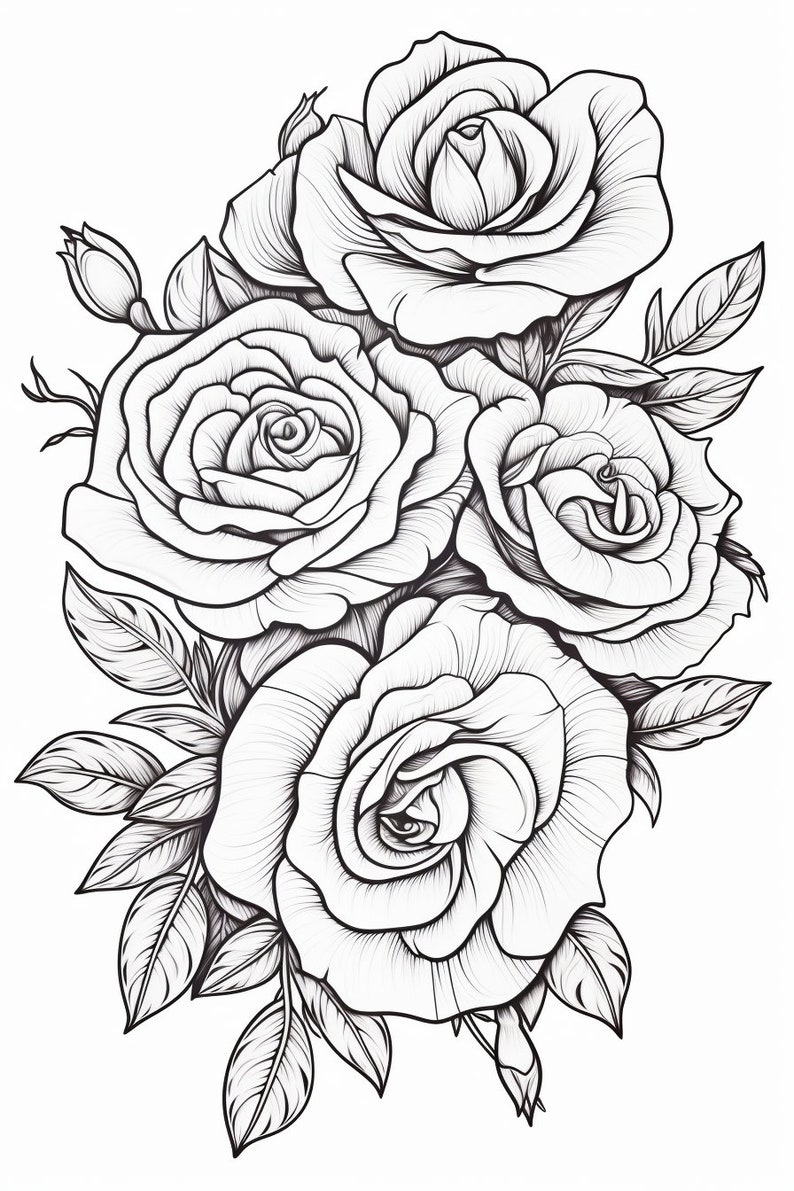 Roses Coloring Book - Etsy