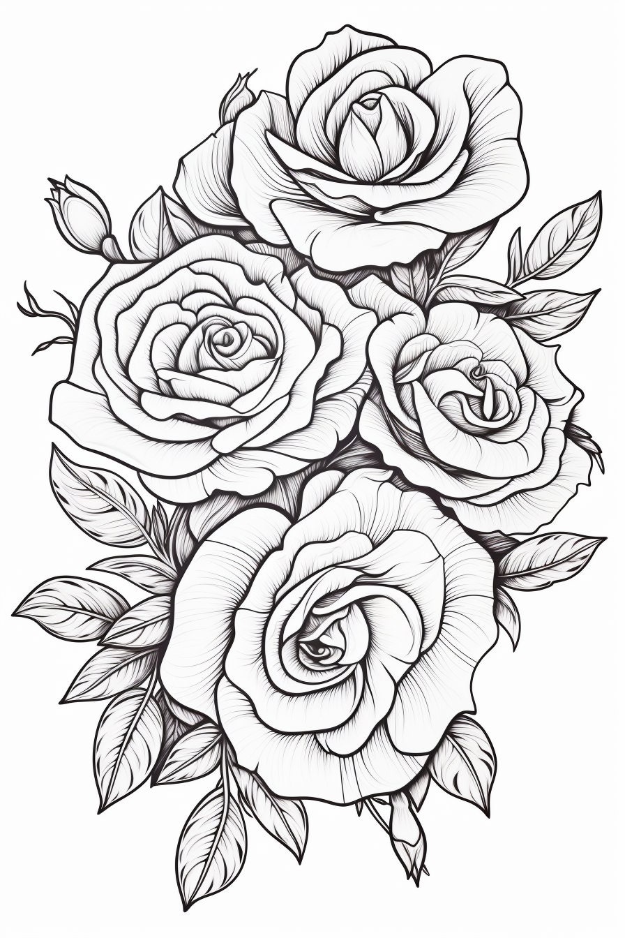 Roses Coloring Book - Etsy