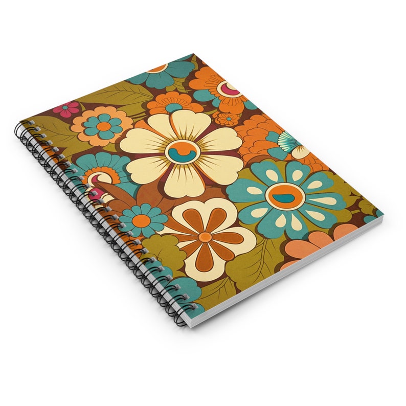Spiral Notebook With Retro Art Cover, Food Journal, Retro Floral Spiral ...