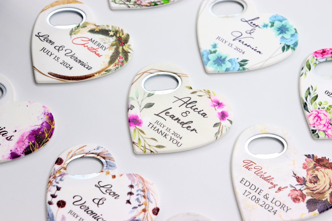 Heart Shape Magnet Bottle Opener, Wedding Guest Gifts, Customized ...