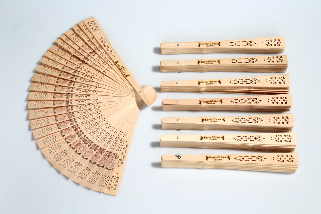 Bulk Personalized Hand Fan Wedding Favors for Guests, Wooden Fans ...