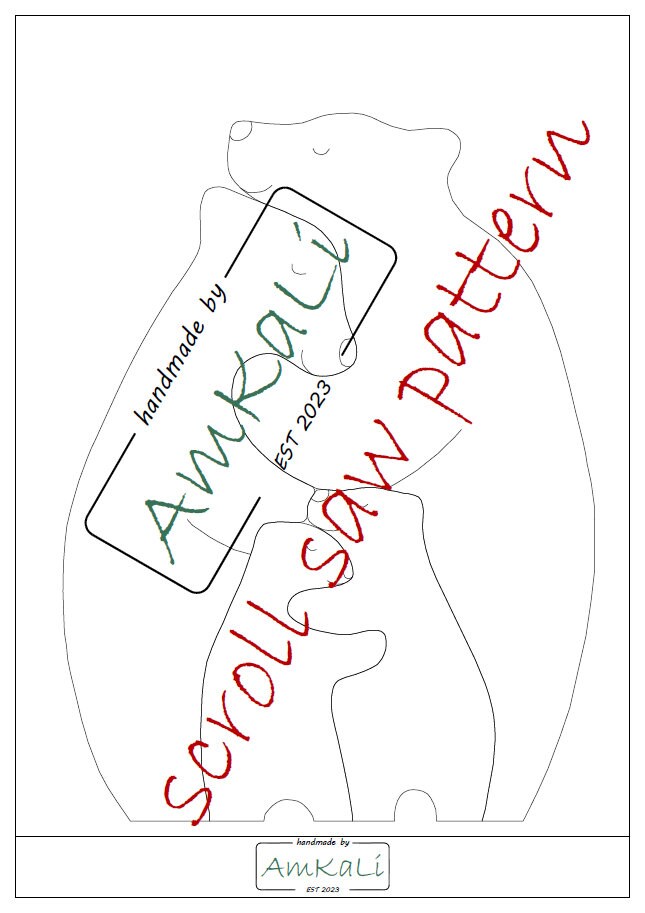 Scrollsaw Pattern, Wooden Hugging Bears, Download, Family of 2, 3, 4, 5 ...