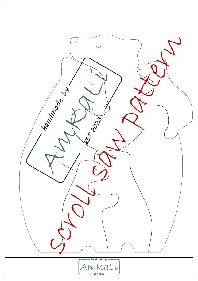 Scrollsaw Pattern, Wooden Hugging Bears, Download, Family of 2, 3, 4, 5 ...