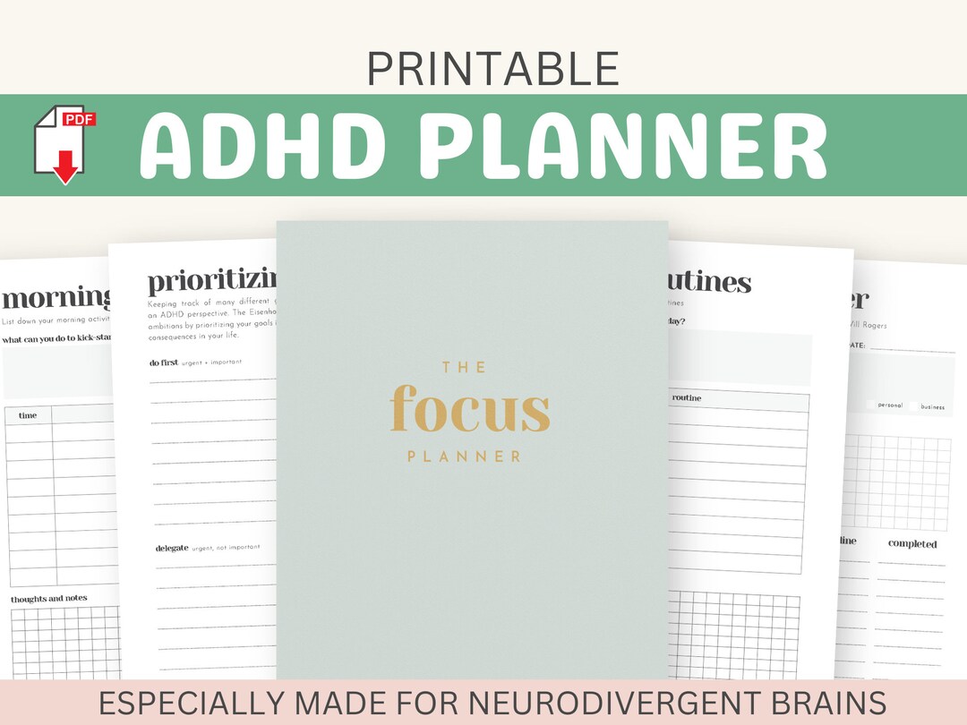 Printable ADHD Planner, Adhd Printable Journal, Adhd Printable Notebook ...