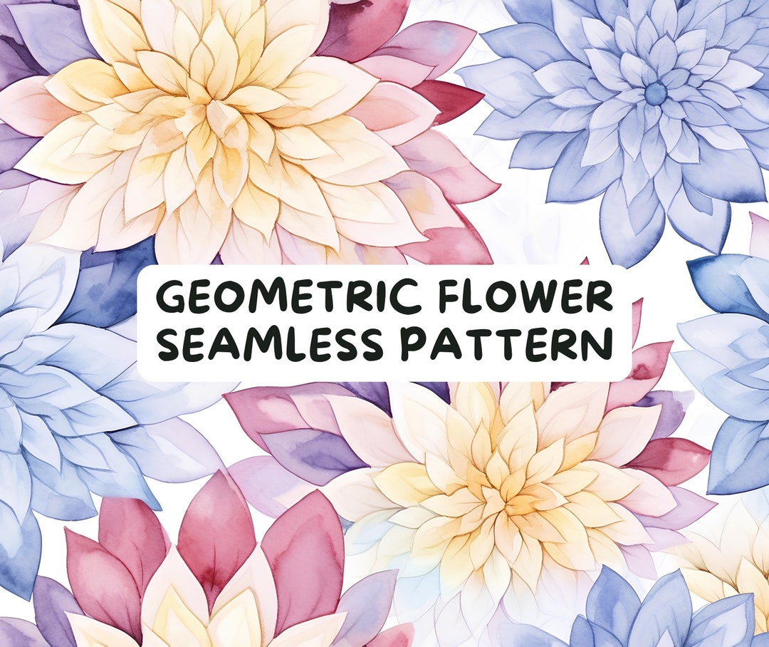 Watercolor Geometric Flower Seamless Pattern Digital Download ...