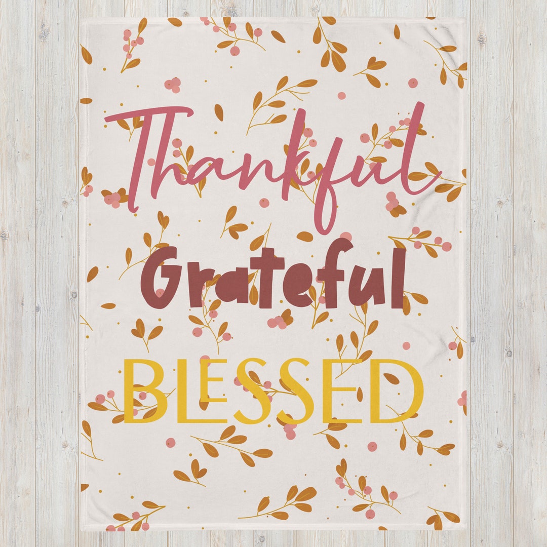Autumn Leaves Thankful Grateful Blessed Thanksgiving Throw - Etsy