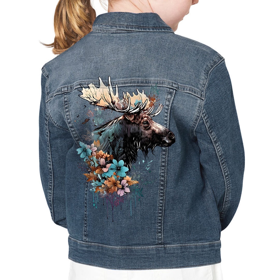 Beautiful Moose Kids' Denim Jacket Moose Fan Clothing Adorable Moose ...