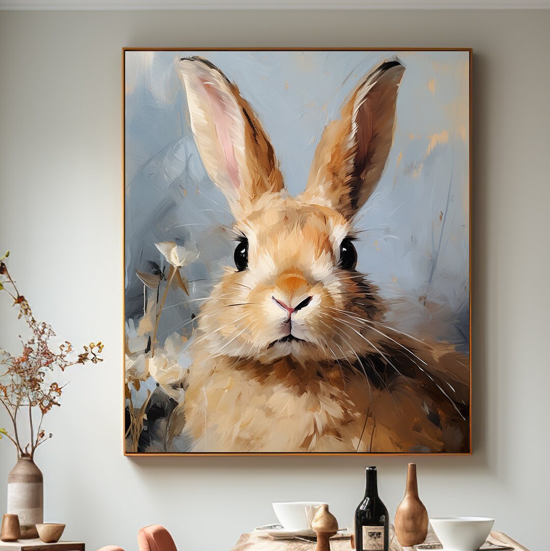 Rabbit Portrait Oil Painting Commission, Custom Pet Portrait From Photo ...