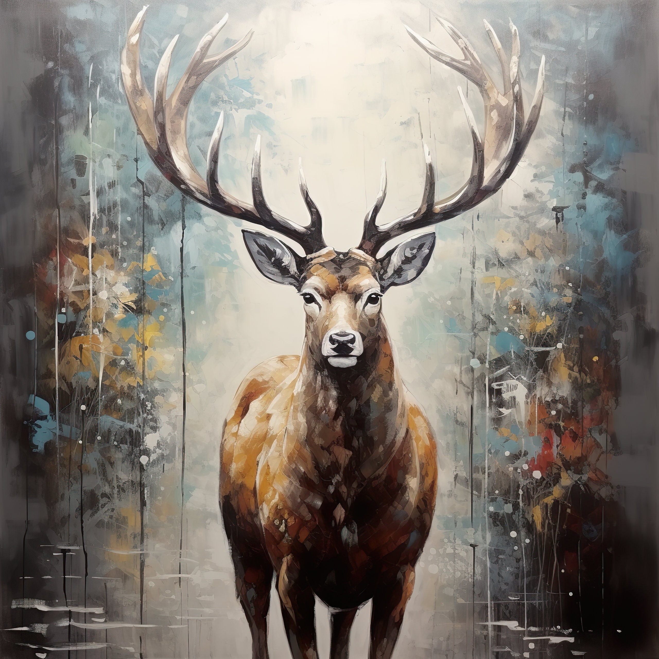 Custom Oil Painting of Elk With Frame Abstract Deer Painting - Etsy