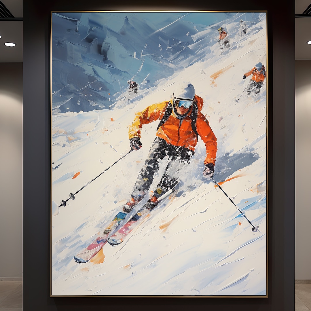 Ski Sport Oil Painting Custom Portrait on Canvas, Handmade Painting ...