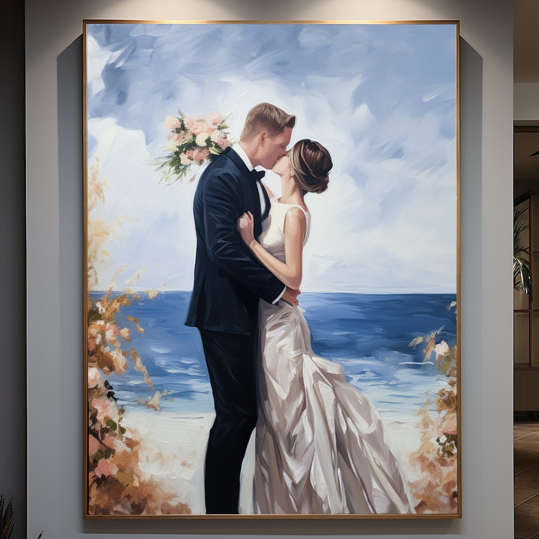 Custom Wedding Oil Painting: Hand-painted Couple Portrait on Canvas - Etsy