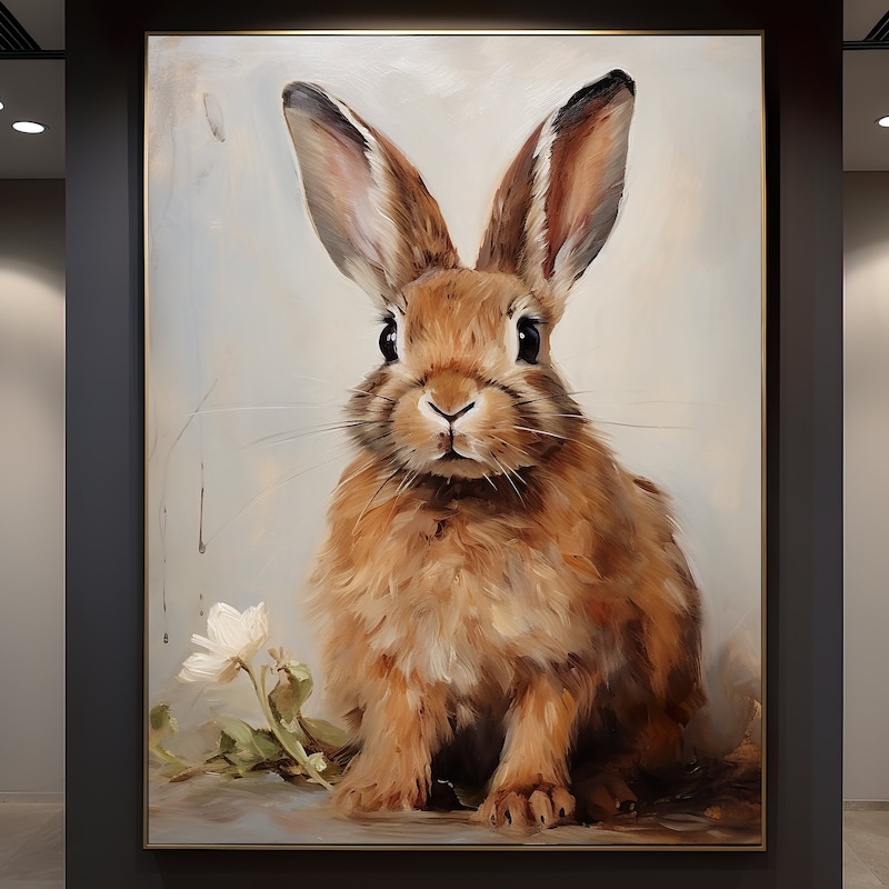Rabbit Oil Painting - Etsy