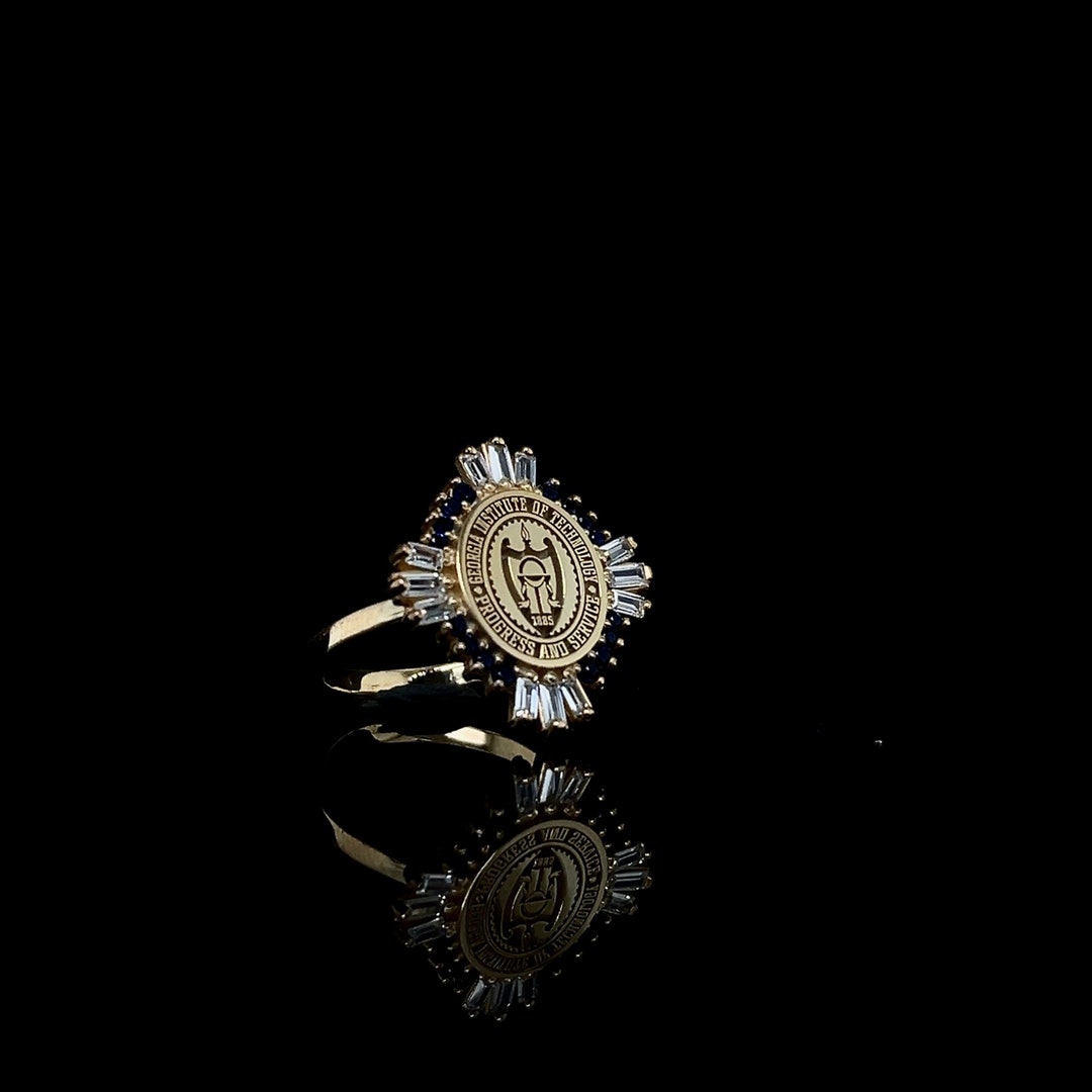 Engraved Class Ring – Custom University Graduation Jewelry With Halo ...