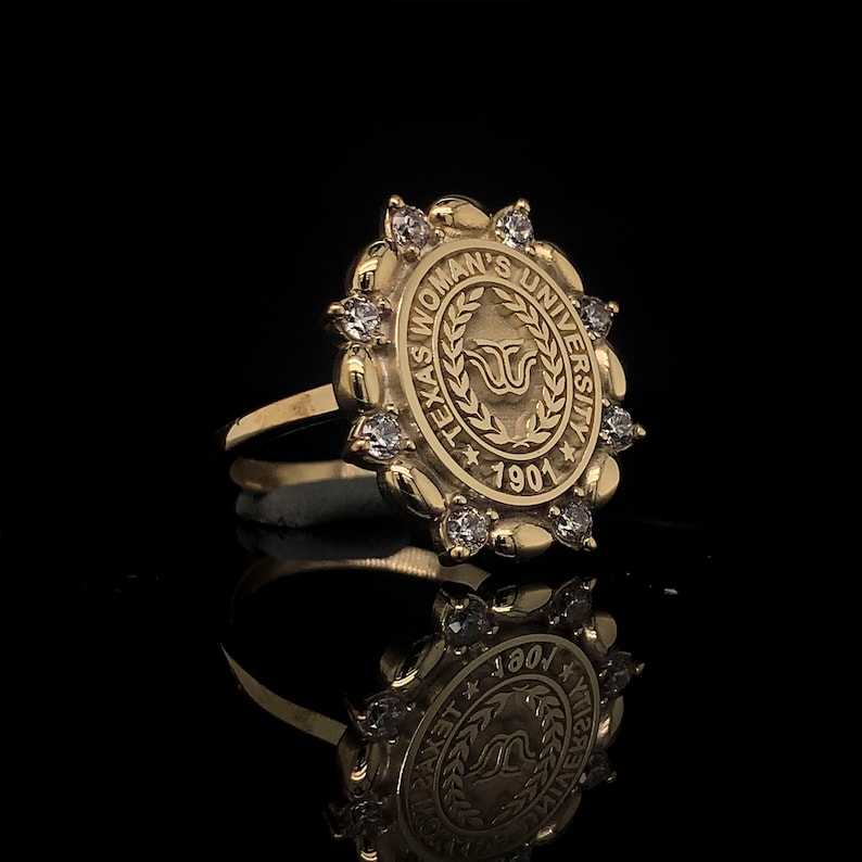 Handmade Custom Designed College Ring, Round Stone School Ring for ...