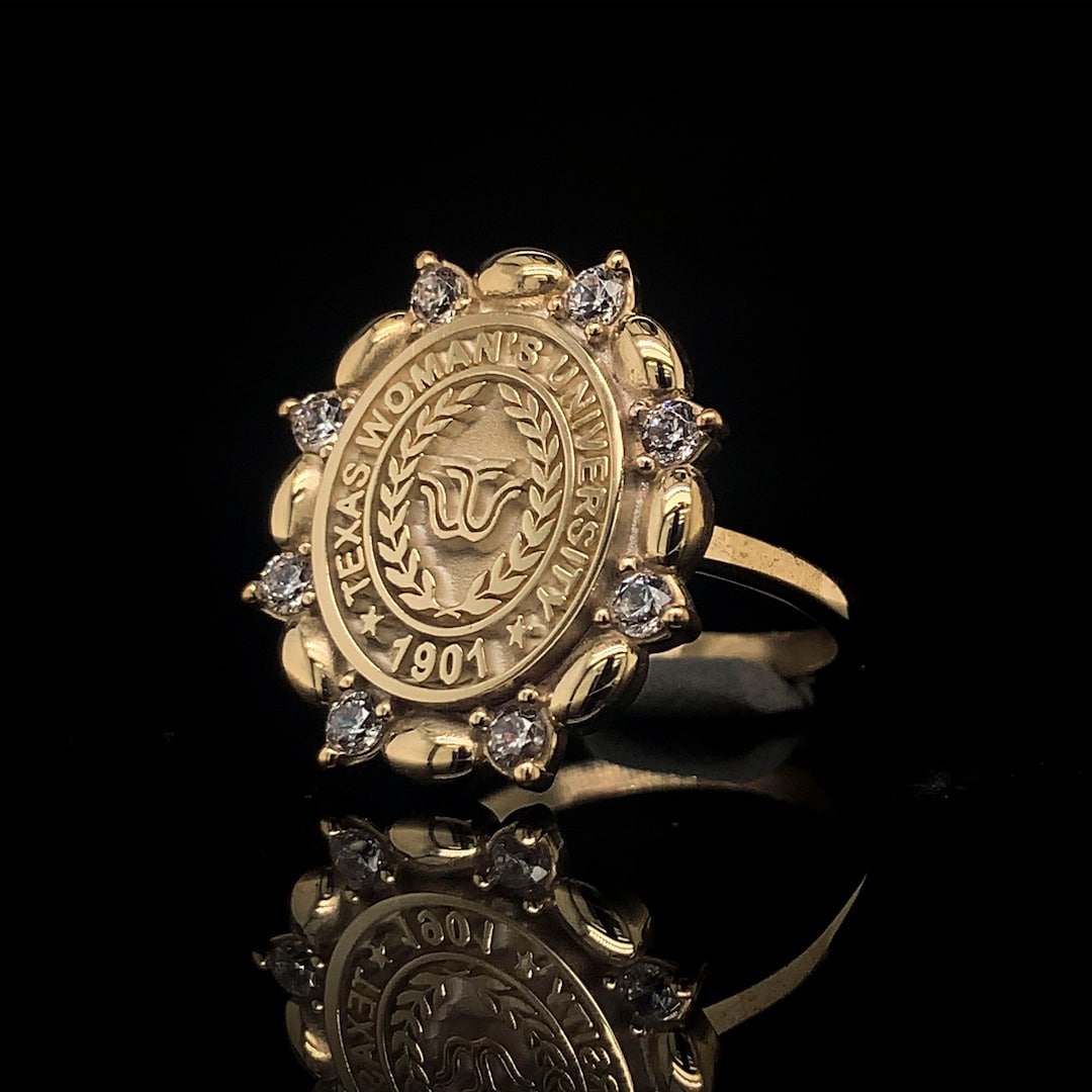 Handmade Custom Designed College Ring, Round Stone School Ring for ...