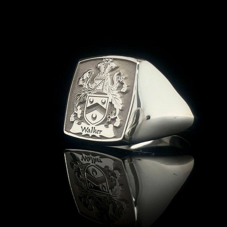 Personalized Family Crest Signet Ring, Coat of Arms Ring, Family Crest Rings, Custom Signet Ring ...