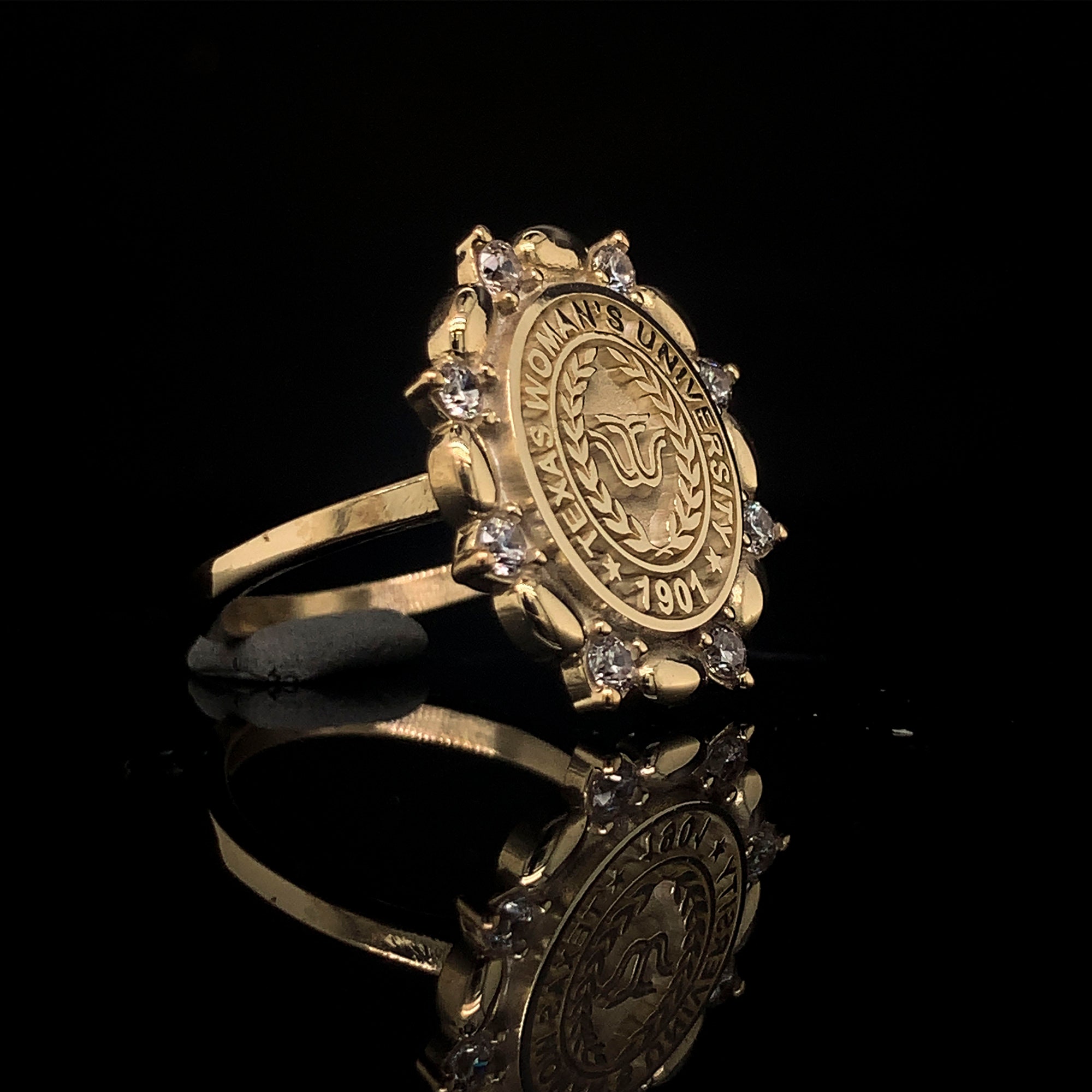 Handmade Custom Designed College Ring, Round Stone School Ring for ...