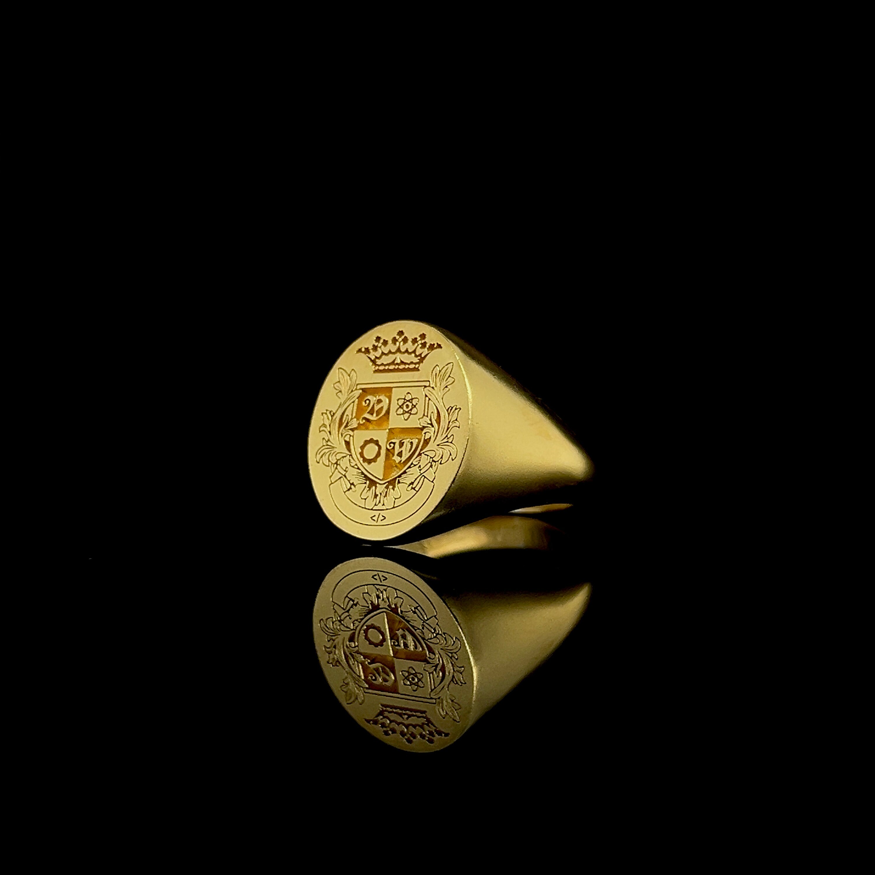 Gold Family Crest Signet Ring, Family Rings, Gold Signet Ring, Coat of ...