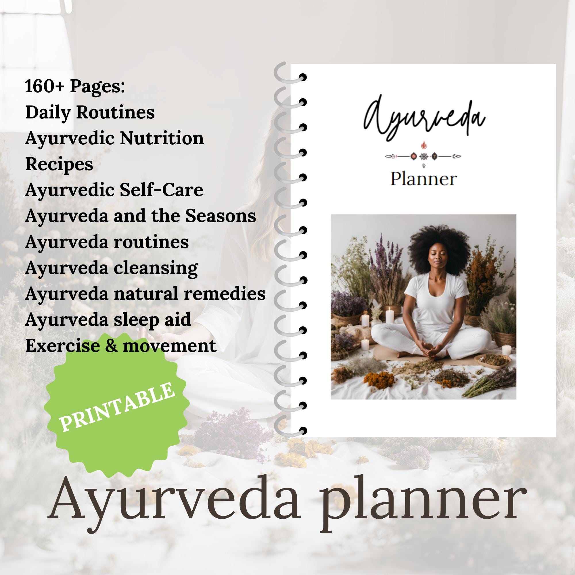 Ayurveda Planner Natural Medicine Digital Pdf Holistic Health Ebook ...