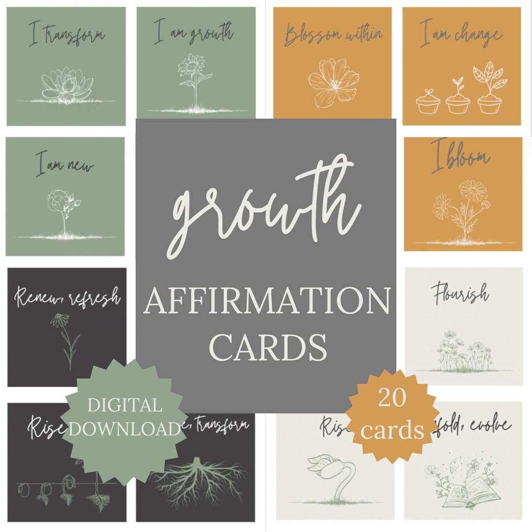 Growth Affirmations Digital Download Wellbeing Cards Personal ...