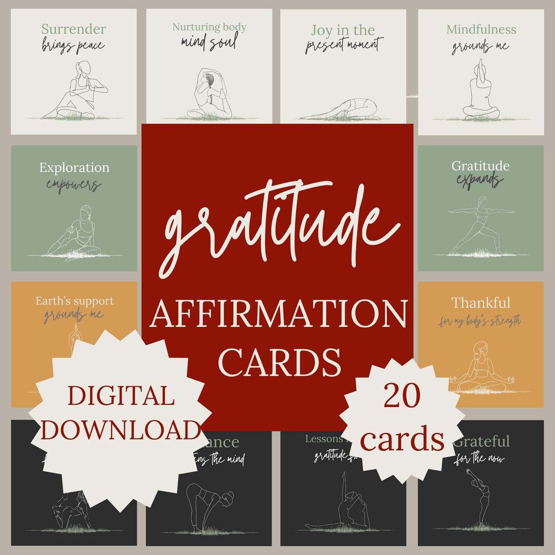 Gratitude Affirmations Digital Download Autumn Wellbeing Cards Personal ...