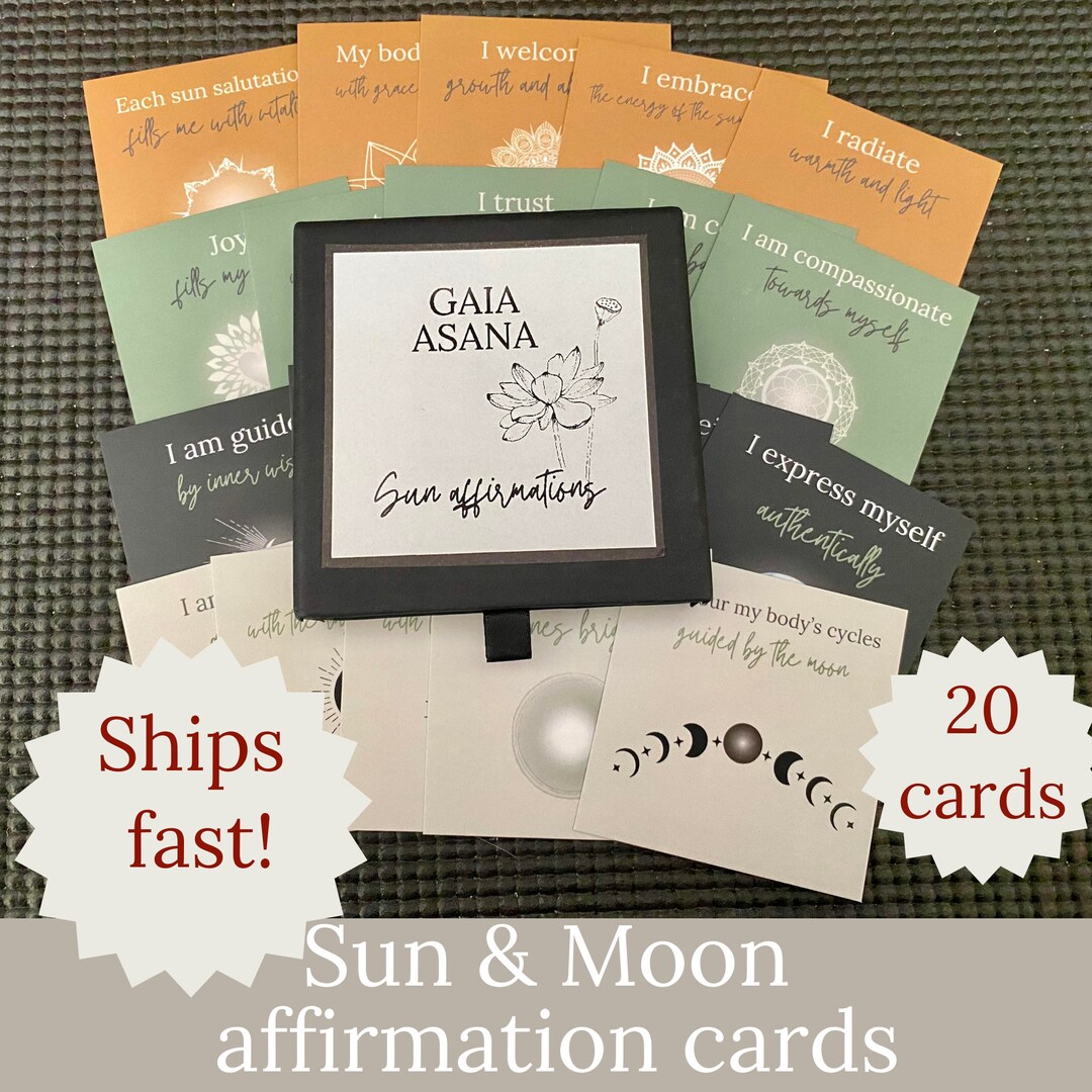 Daily Affirmation Cards Wellbeing Cards Sun and Moon Yoga Teacher Tools ...