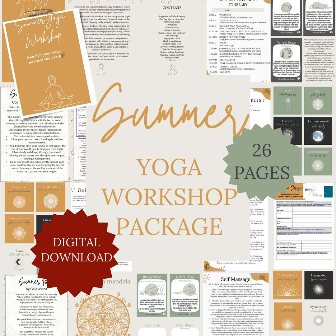 Summer Yoga Workshop Digital Download Yoga Sequence Cards Deck Yoga ...