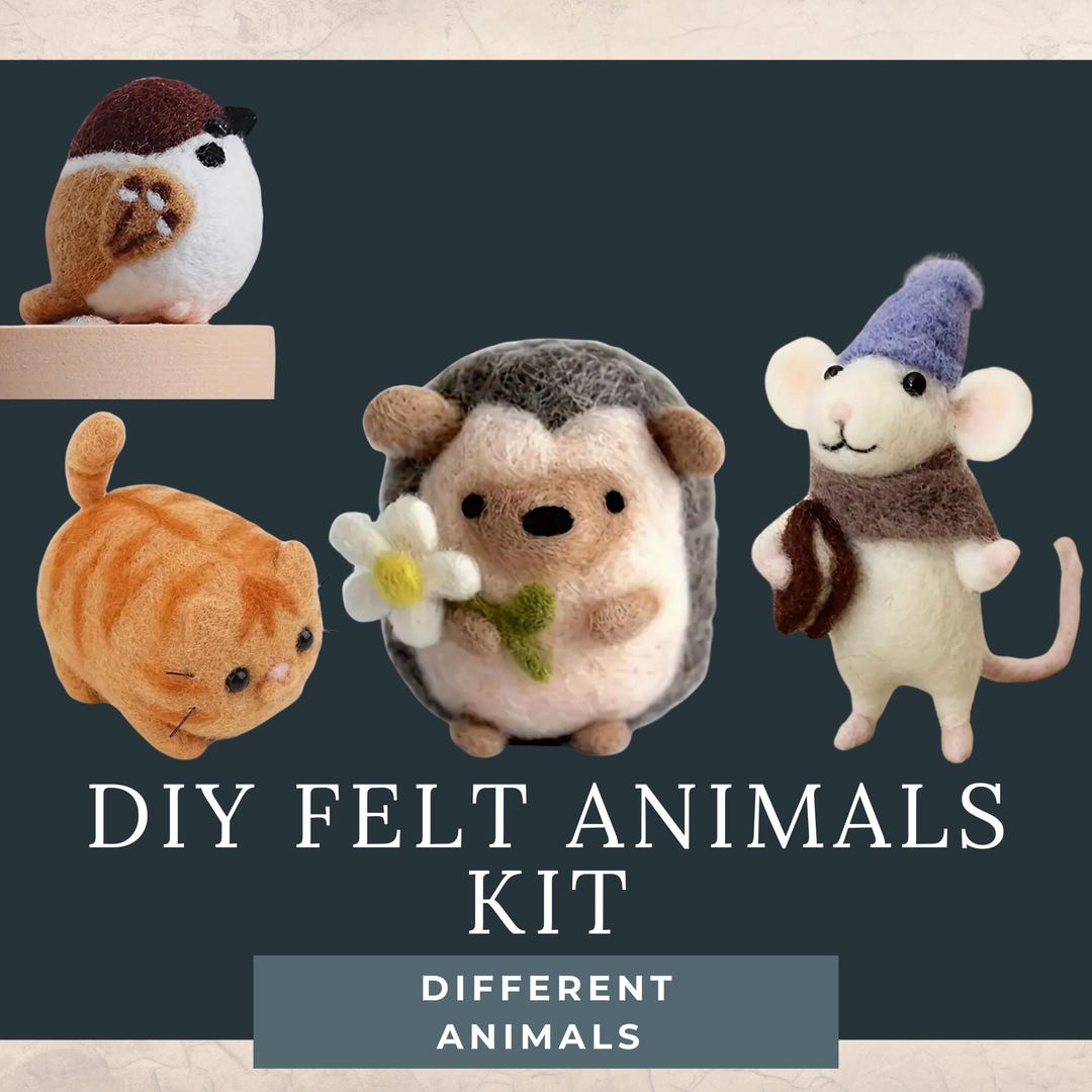 Felt Animal Kit Felt Craft Kit Felt Mouse Felt Hedgehog Felt Animal ...