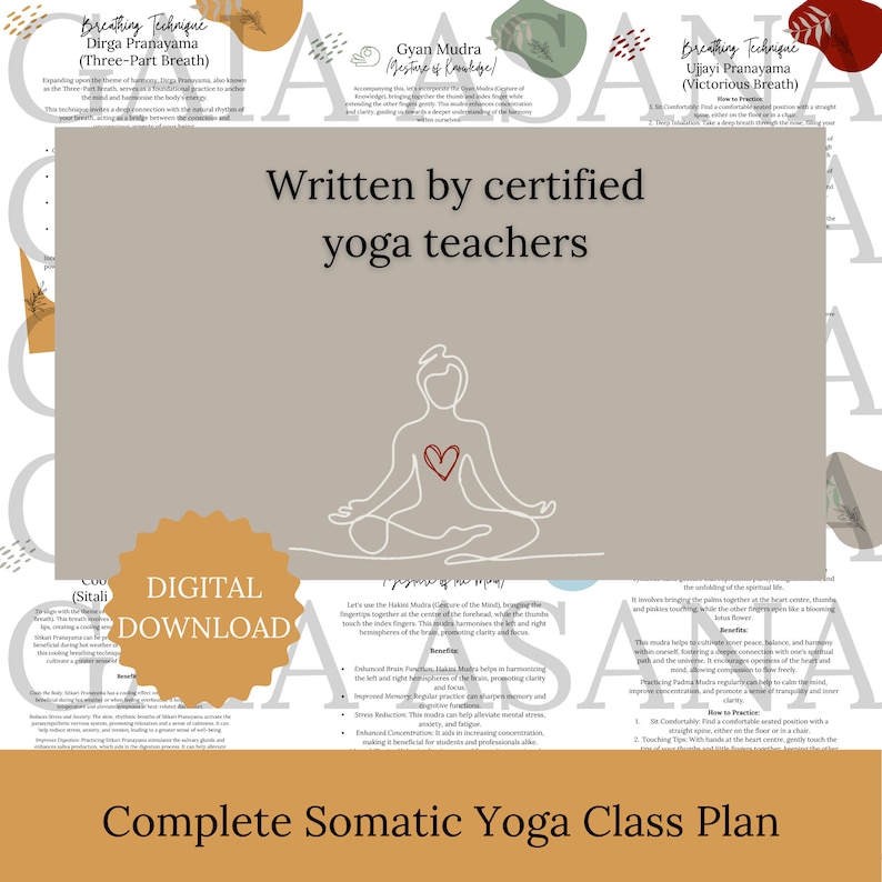 60 Minute Somatic Yoga Class Script Complete Yoga Package Digital ...