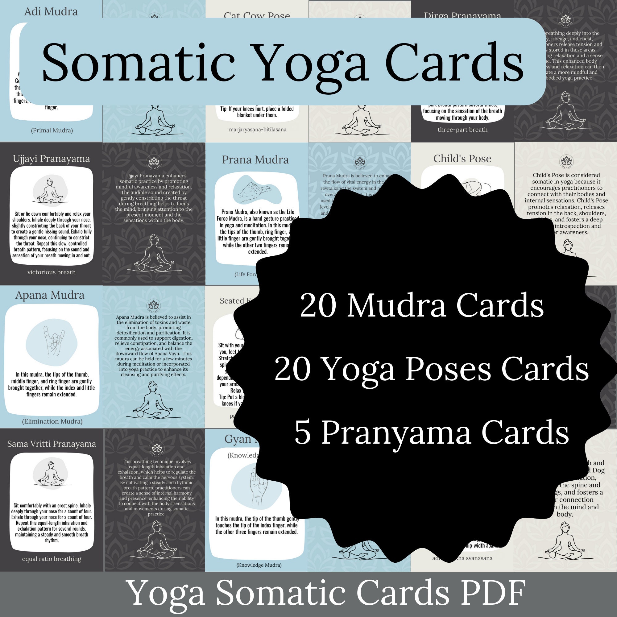 Somatic Yoga Pose Cards Digital Download Yoga Sequence Mudra Card Deck ...