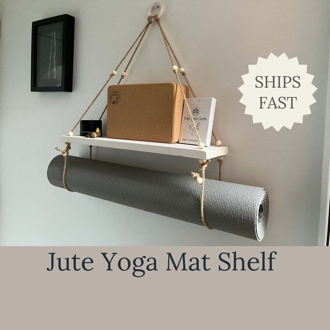 Jute Macrame Yoga Mat Shelf Yoga Corner Storage Yoga Studio Storage ...
