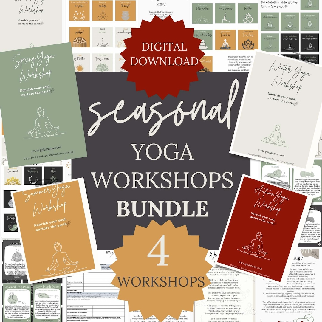 4 Seasons Yoga Workshops Digital Download Yoga Sequence Cards Deck Yoga ...
