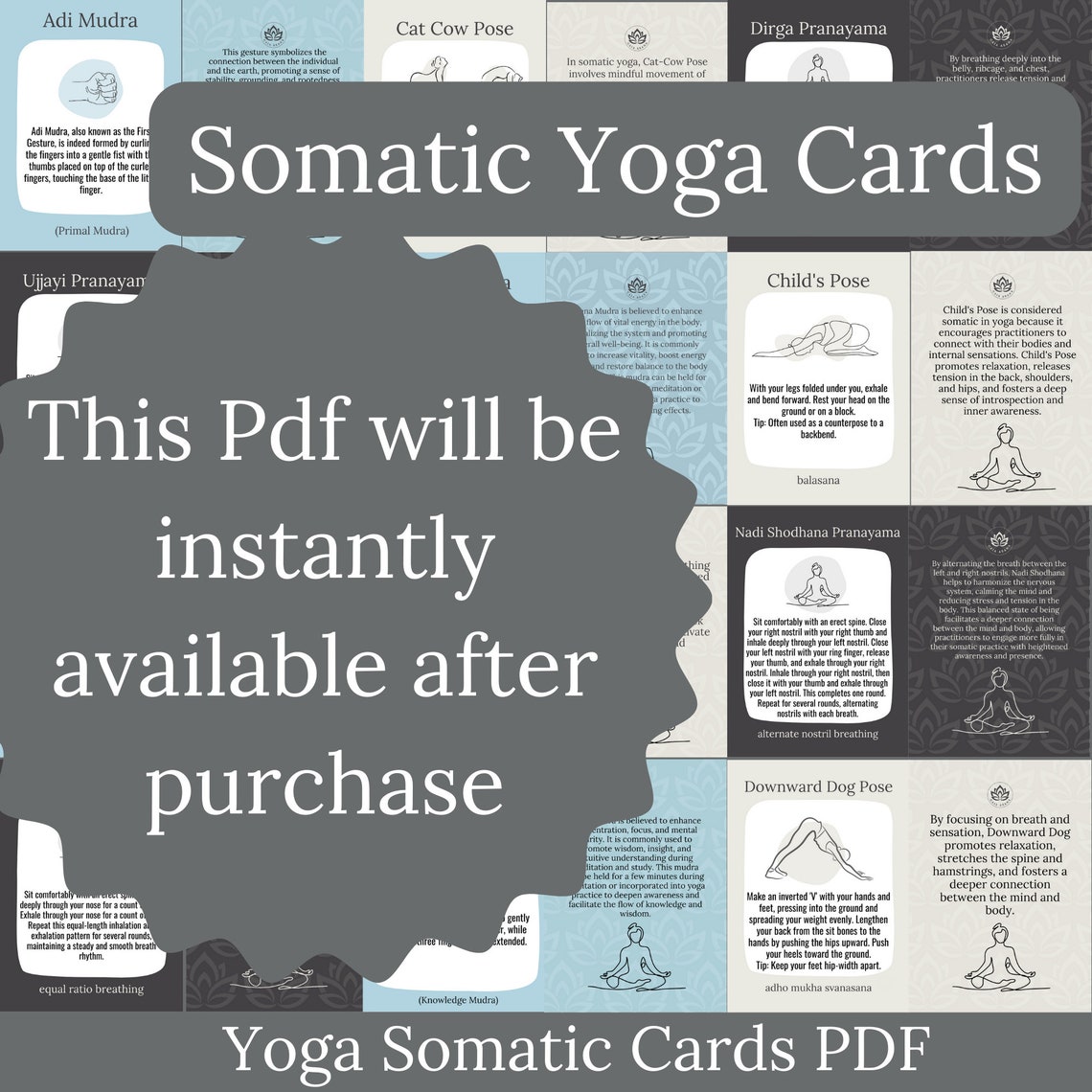 Somatic Yoga Pose Cards Digital Download Yoga Sequence Mudra Card Deck ...