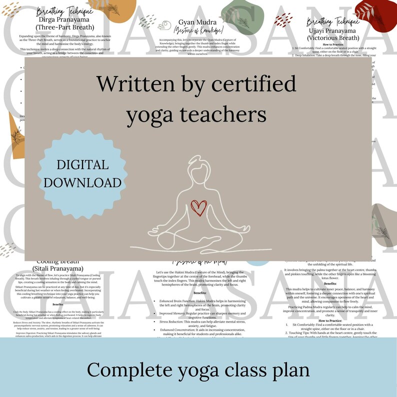 Yoga Teacher Class Complete Yoga Digital Download Practise Cards Full ...