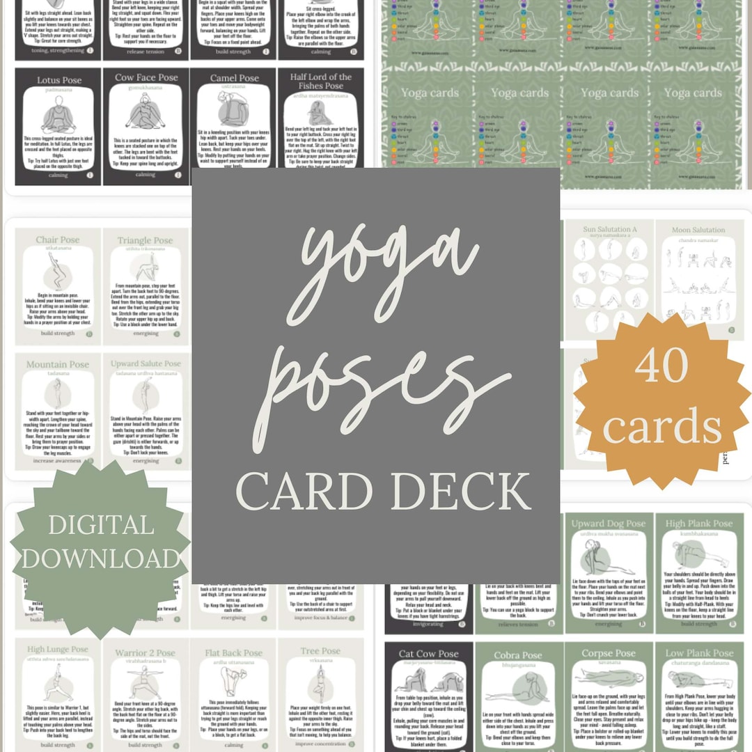 Yoga Pose Cards Digital Download Yoga Sequence Cards Hatha Yoga Card ...