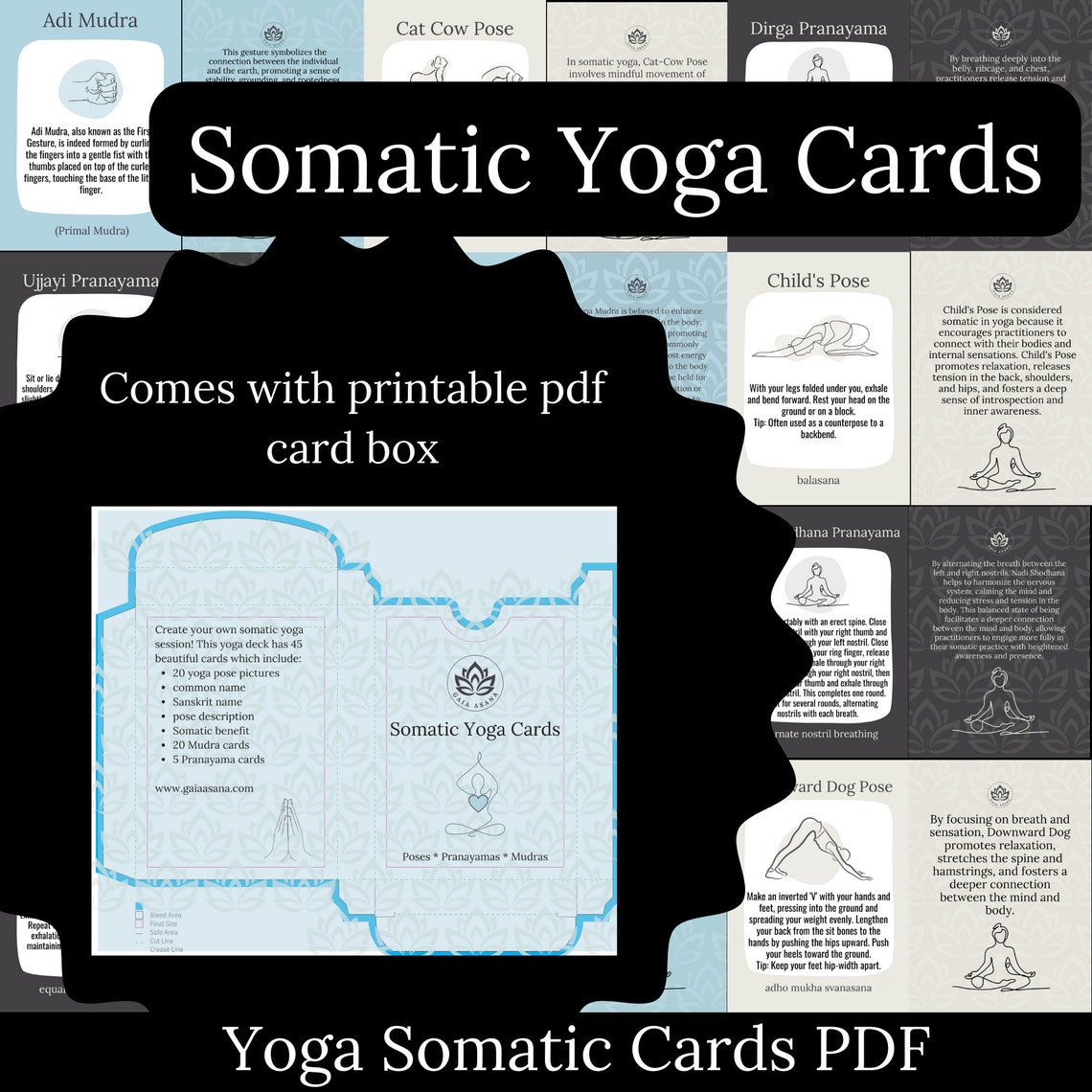 Somatic Yoga Pose Cards Digital Download Yoga Sequence Mudra Card Deck ...