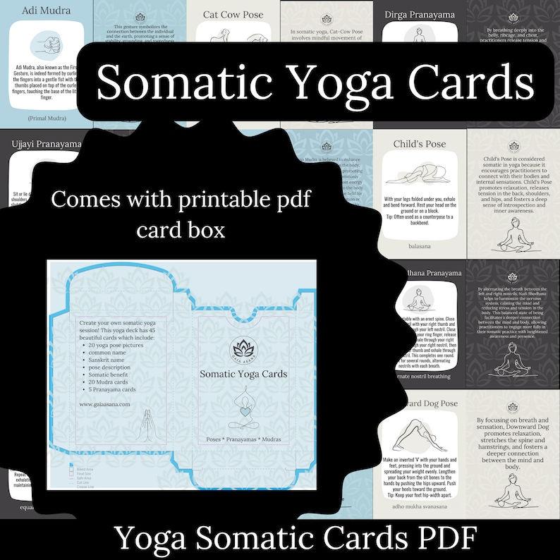 Somatic Yoga Pose Cards Digital Download Yoga Sequence Mudra Card Deck ...