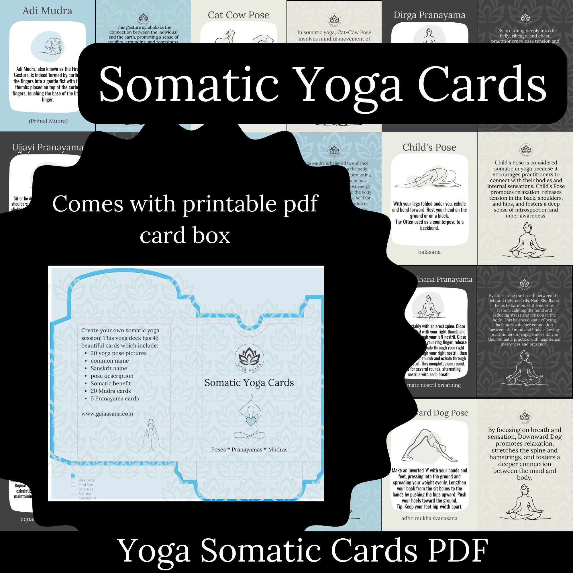 Somatic Yoga Pose Cards Digital Download Yoga Sequence Mudra Card Deck ...
