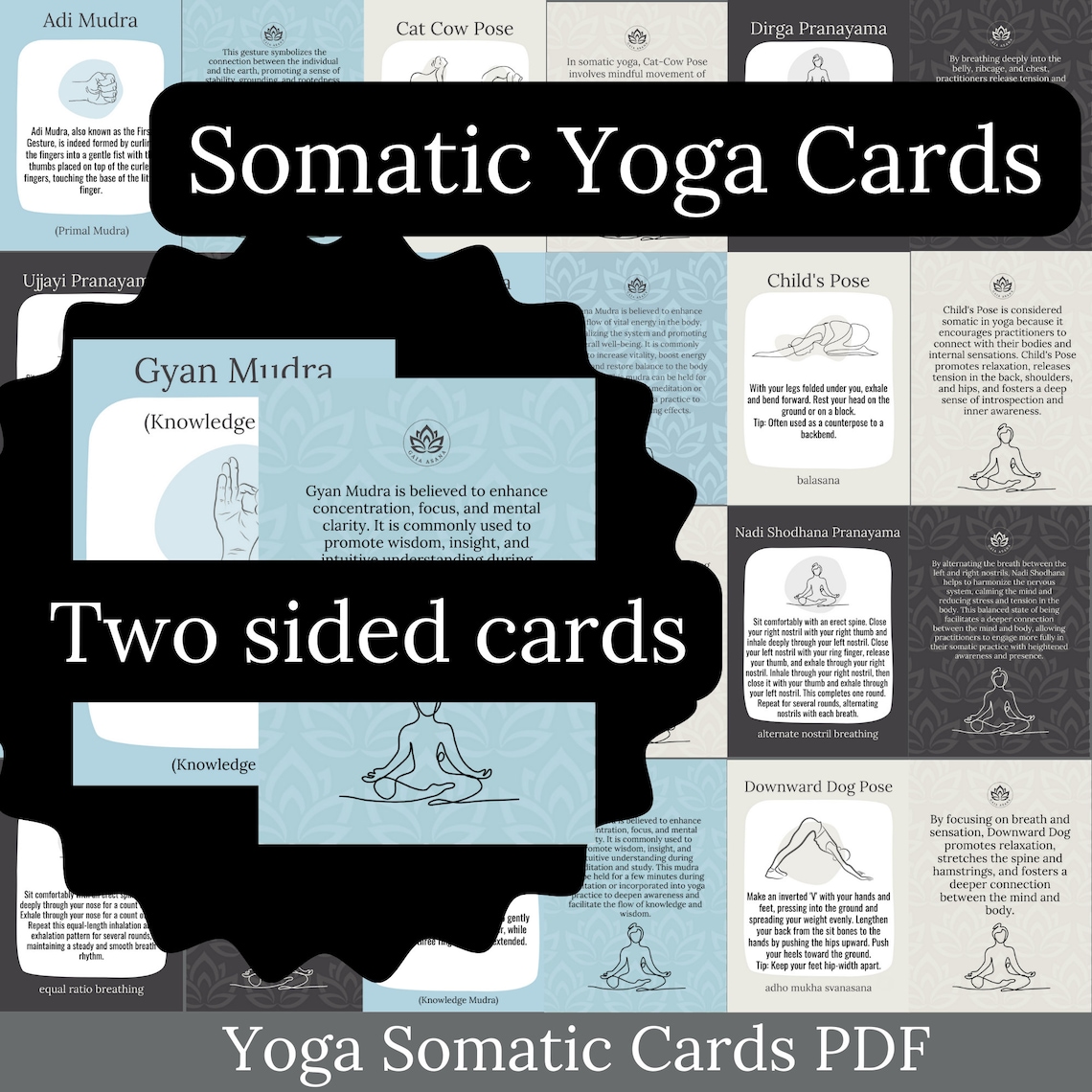 Somatic Yoga Pose Cards Digital Download Yoga Sequence Mudra Card Deck ...