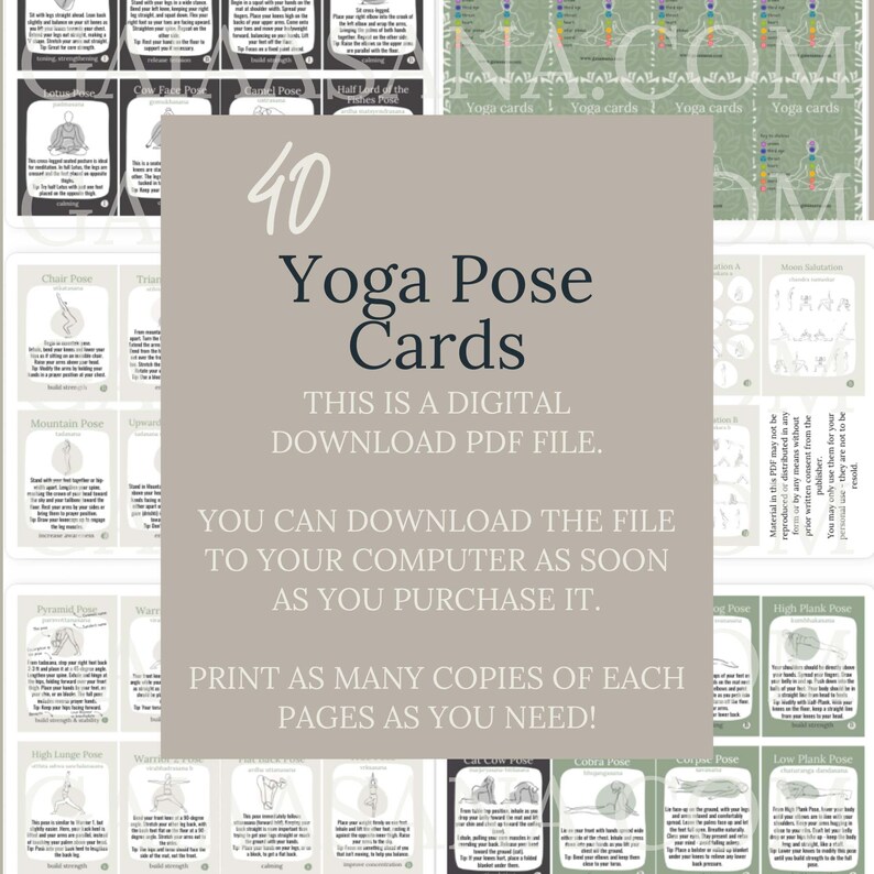 Yoga Pose Cards Digital Download Yoga Sequence Cards Hatha Yoga Card ...