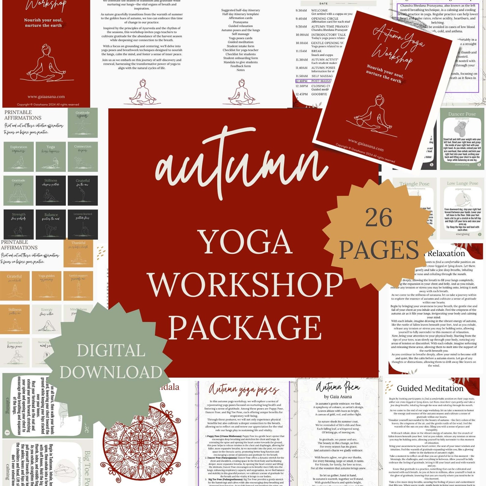 Autumn Yoga Workshop Digital Download Yoga Sequence Cards Deck Yoga ...