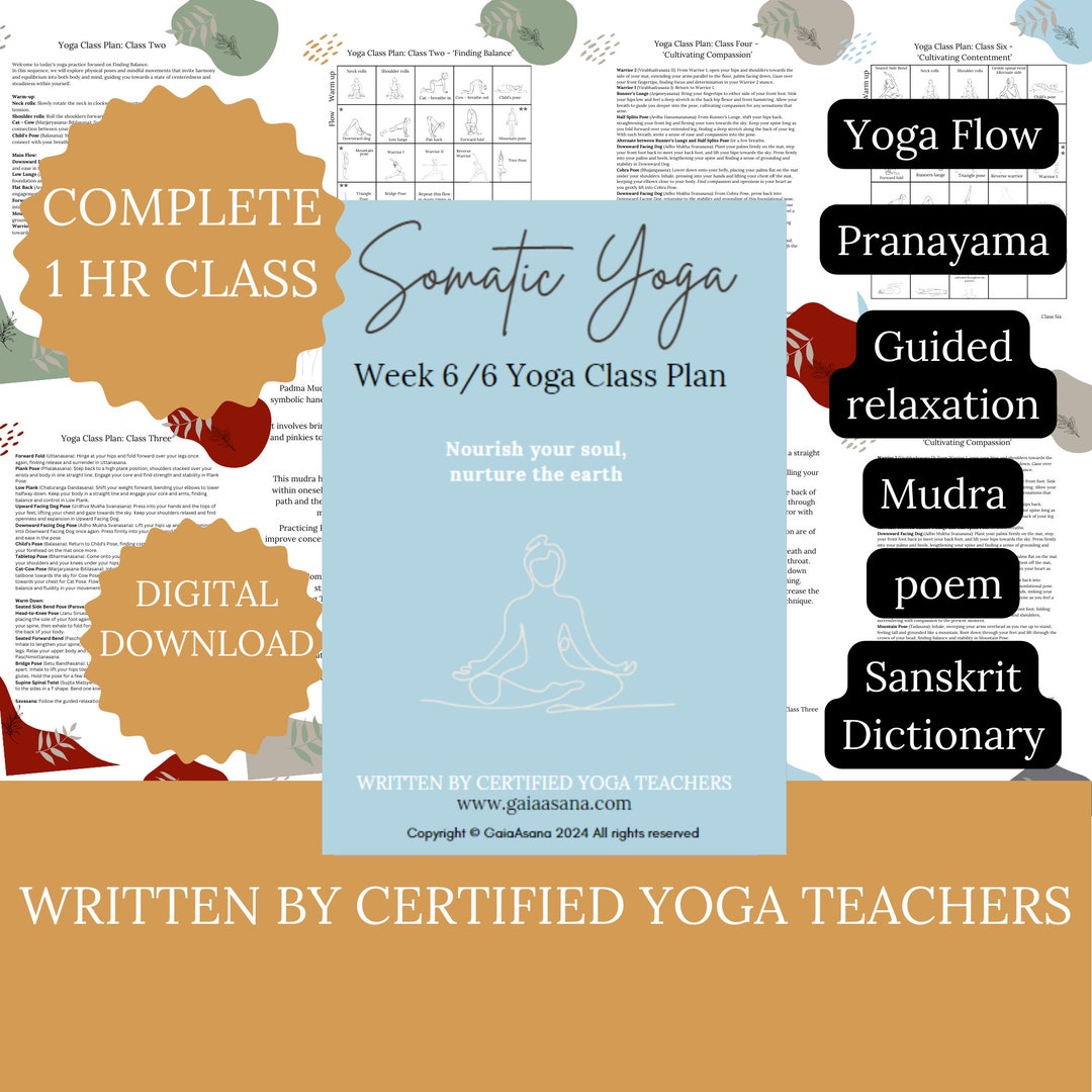 60 Minute Somatic Yoga Class Script Complete Yoga Package Digital Download Somatic Yoga Lesson ...
