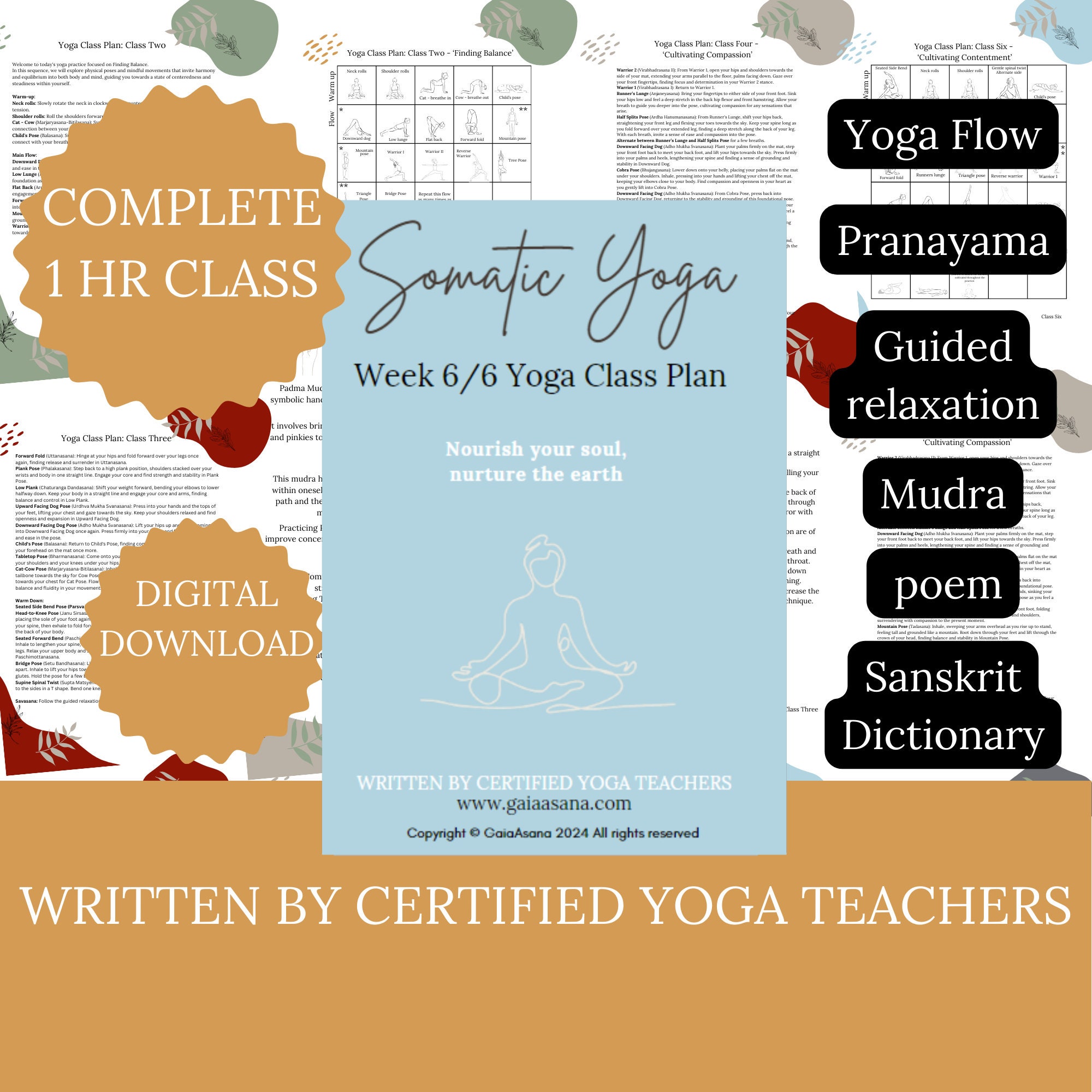 60 Minute Somatic Yoga Class Script Complete Yoga Package Digital ...