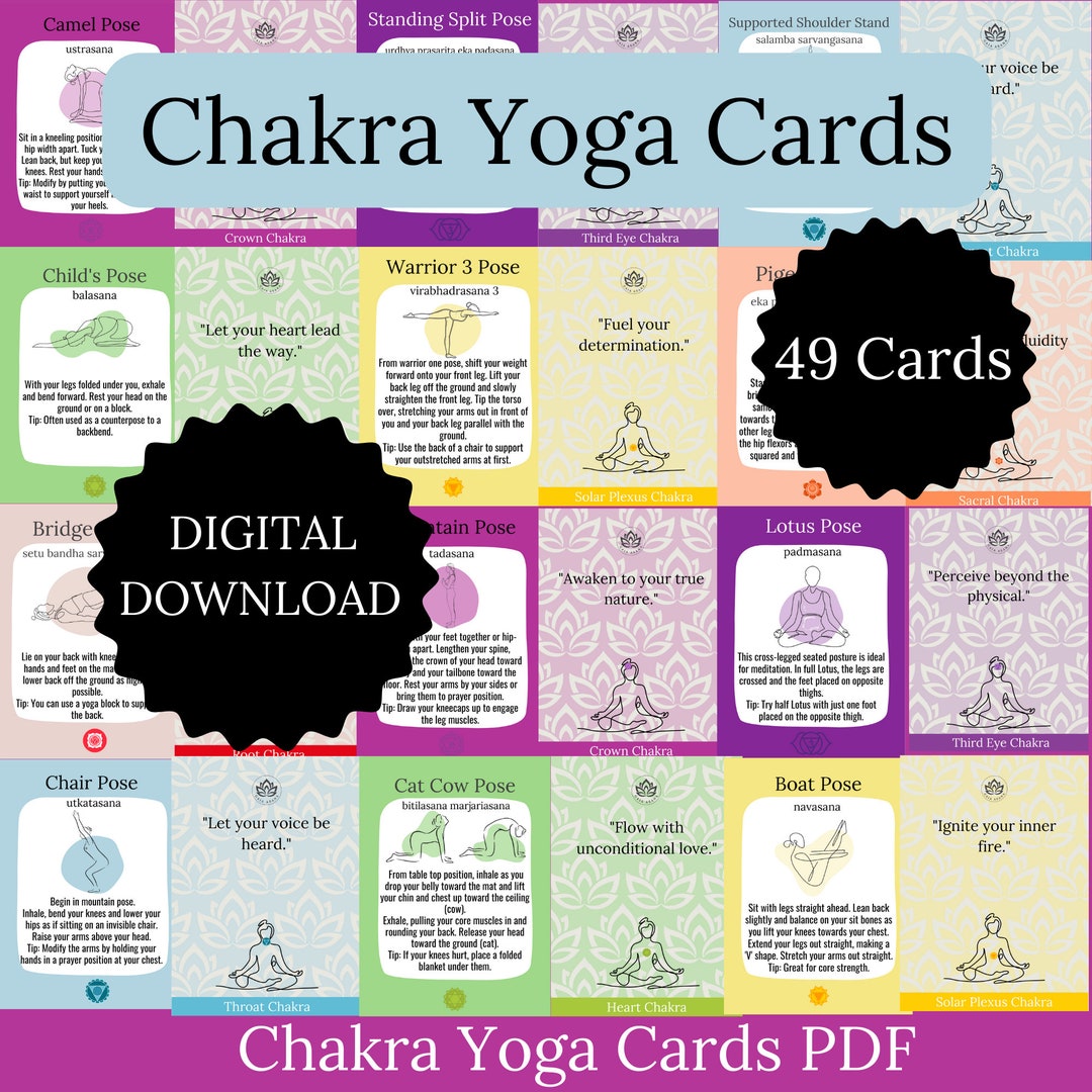 Chakra Yoga Pose Cards Digital Download Yoga Sequence Cards Hatha Yoga ...