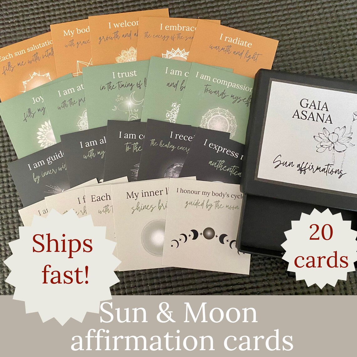 Daily Affirmation Cards Wellbeing Cards Sun and Moon Yoga Teacher Tools ...