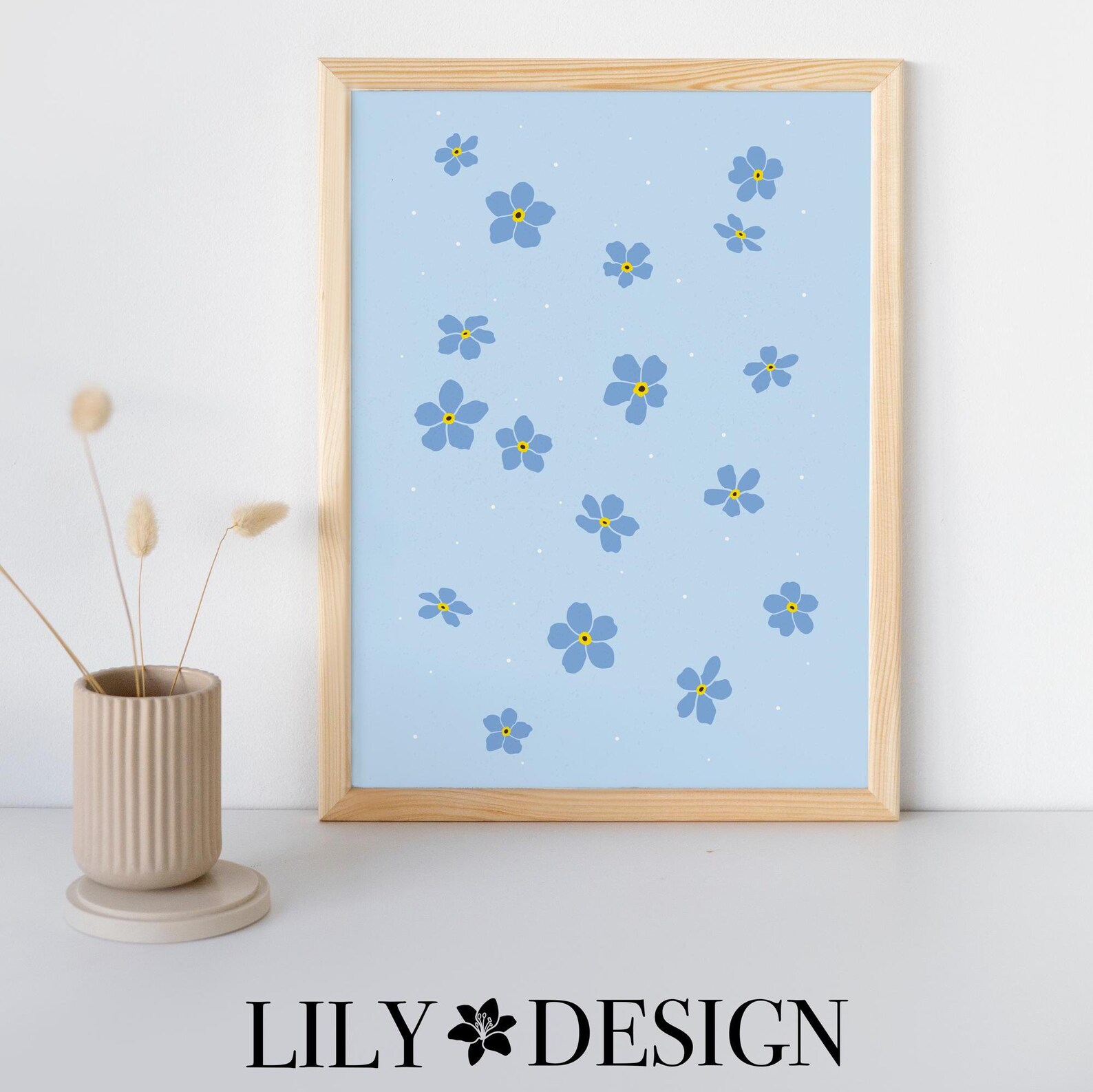 Pastel Blue Forget Me Not Printable Art Print, Flower Art Print, Flower ...