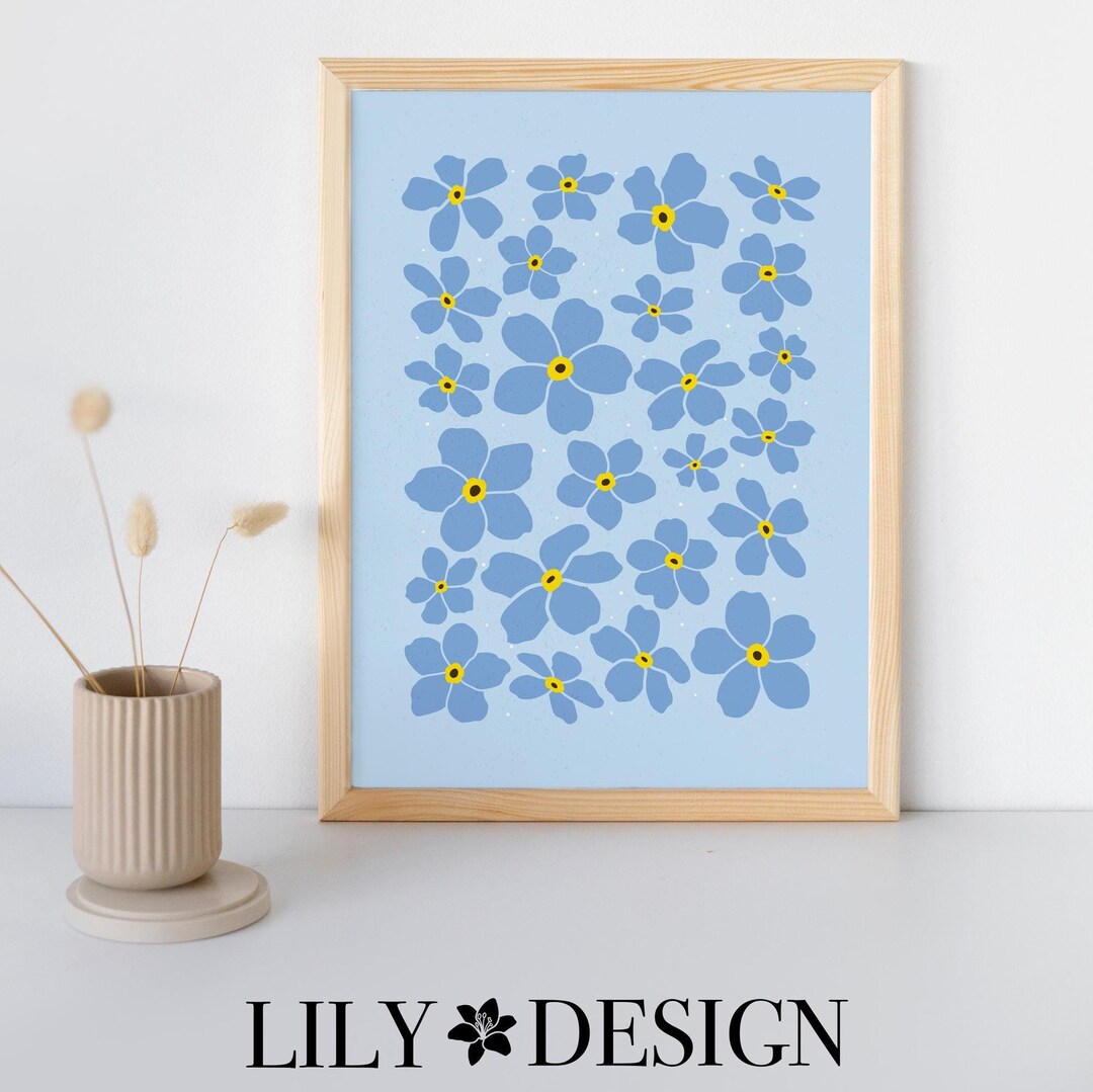 Pastel Blue Forget Me Not Printable Art Print, Flower Art Print, Flower ...