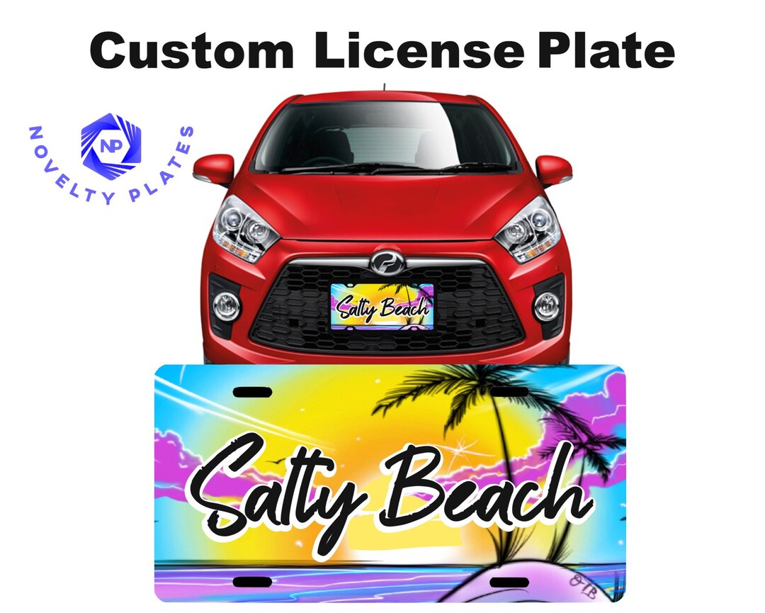 Custom Salty Beach License Plate, Beach License Plate, Vanity Plate ...
