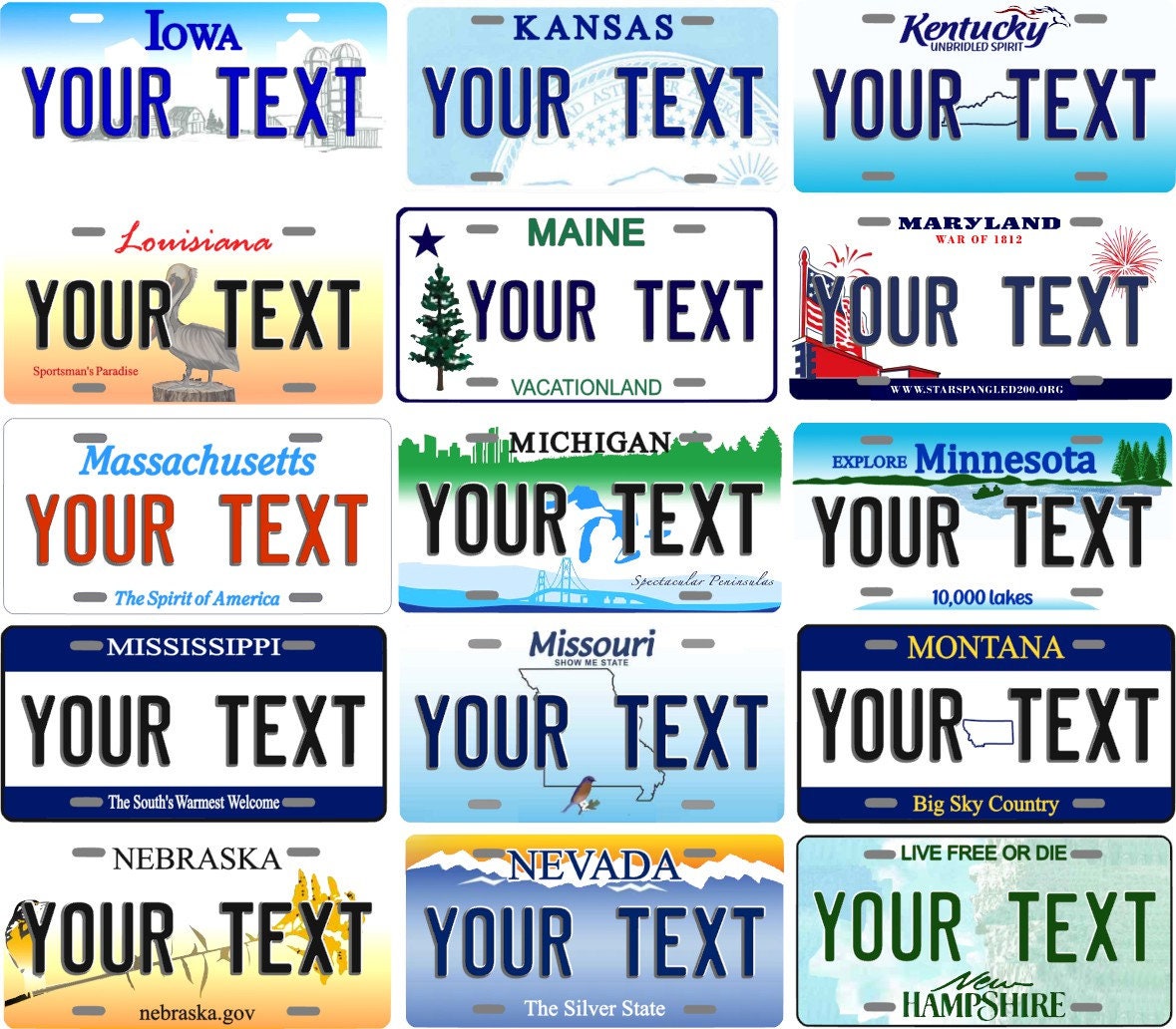 Custom Personalized License Plates, All 50 States, Choose Your Name and ...