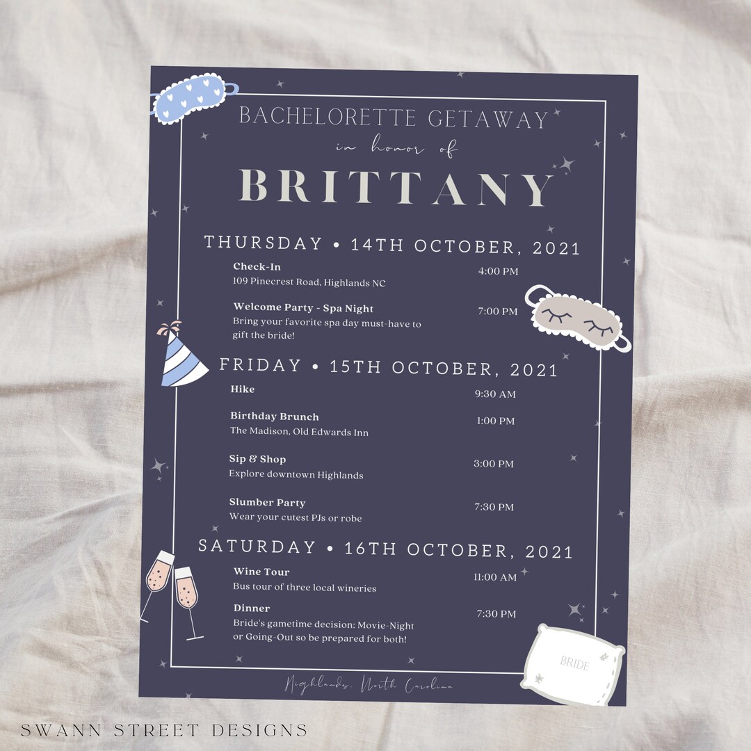 Editable Slumber Party Bachelorette Party Invitation | Sleepover ...